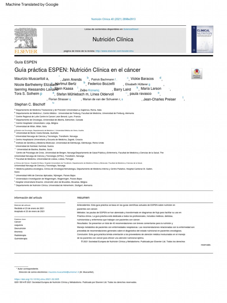 Guia Prcatica Espen Nutricion Clinica Del Cancer | PDF | Cáncer ... Guia Prcatica Espen Nutricion Clinica Del Cancer | PDF | Cáncer ...