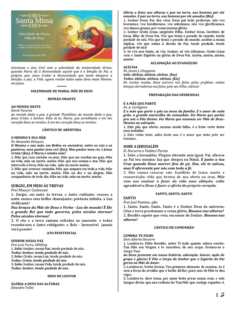 Solenidade De Maria Mãe De Deus Pdf Maria Mãe De Jesus Jesus