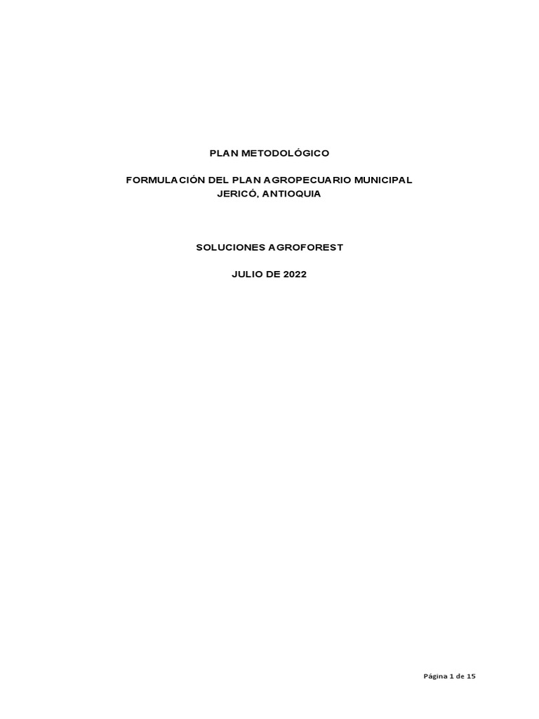 Plan Agropecuario Municipal Jericó 2023-2027 | PDF | Agricultura ...