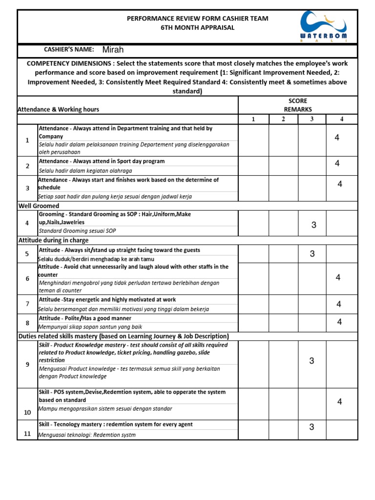 6TH MONTH APPRISAL FORM Mirah | PDF | Economies | Business
