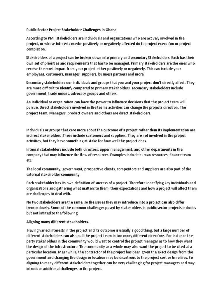 4.stakeholder Challenges in Public Sector Projects | PDF | Stakeholder ...
