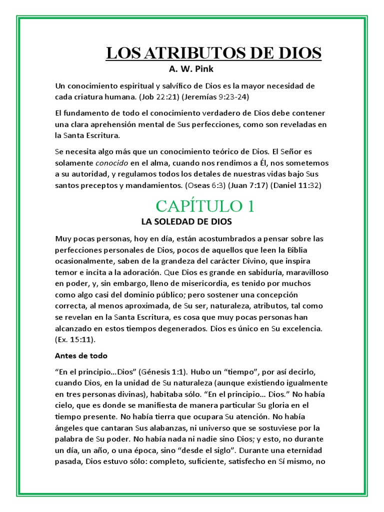 Los Atributos De Dios Pdf Pecado Dios