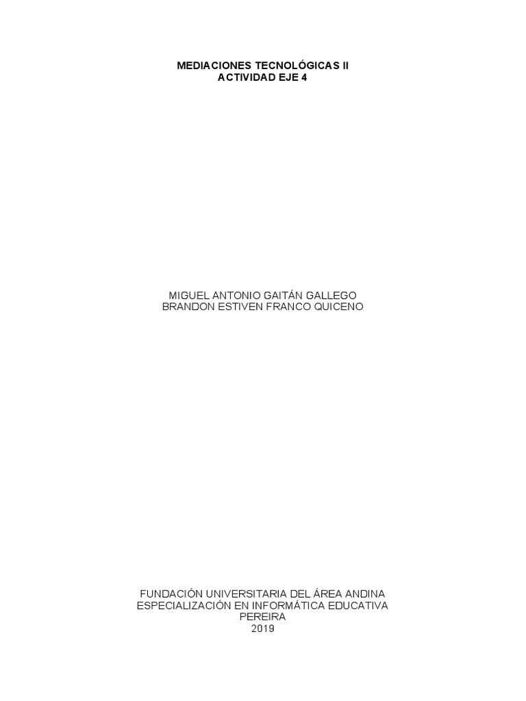 MEDIACIONES TECNOLÓGICAS II (Actividad Eje 4) | PDF | Evaluación | Aprendizaje