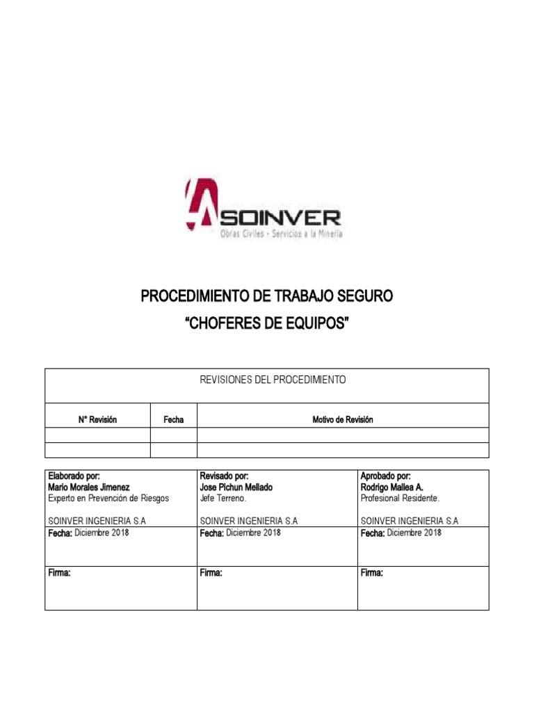 Procedimiento Seguro para Choferes | PDF | Neumático | Vehículos