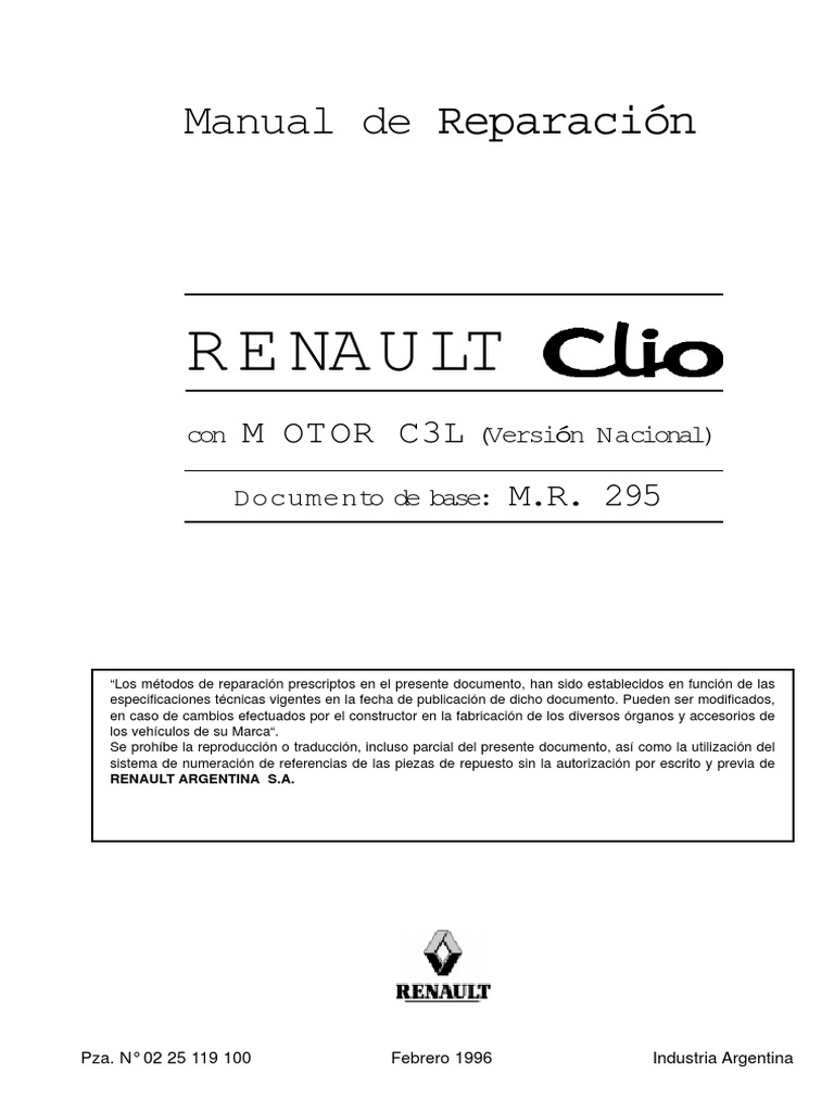 Manual Reparacion Clio 1 Motor C3L Nacional | PDF | Eje | Tornillo