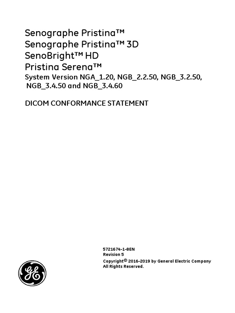 GEHC DICOM Conformance Pristina 3D SenoBright Pristina Serena | PDF
