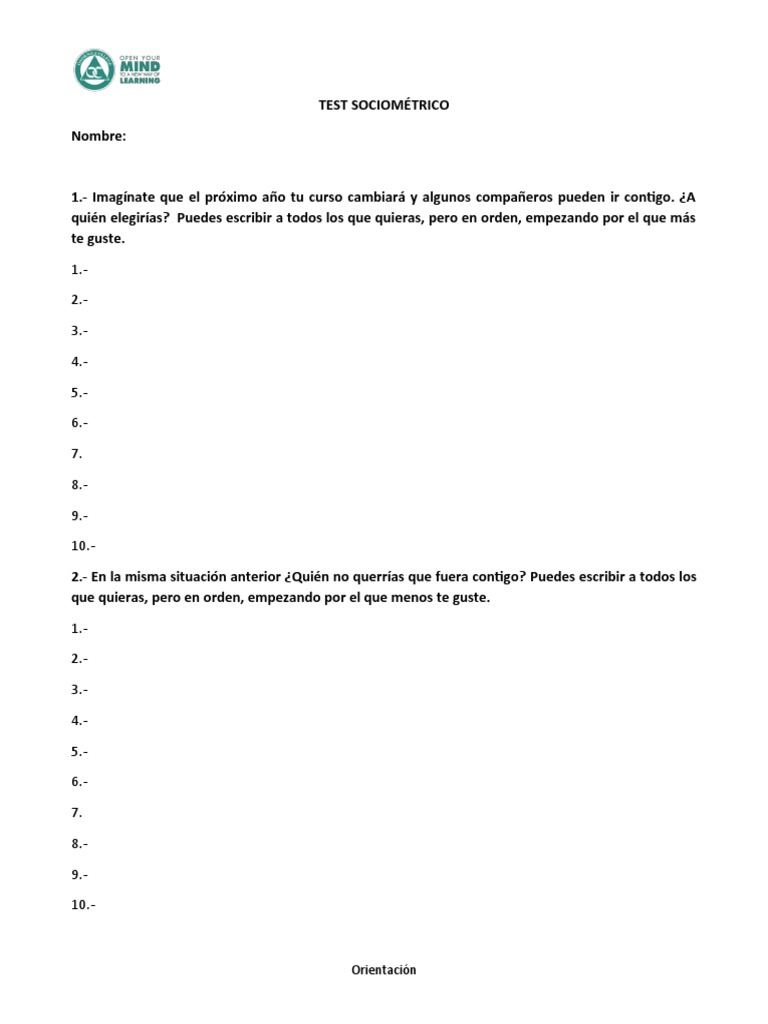 Test Sociométrico | PDF