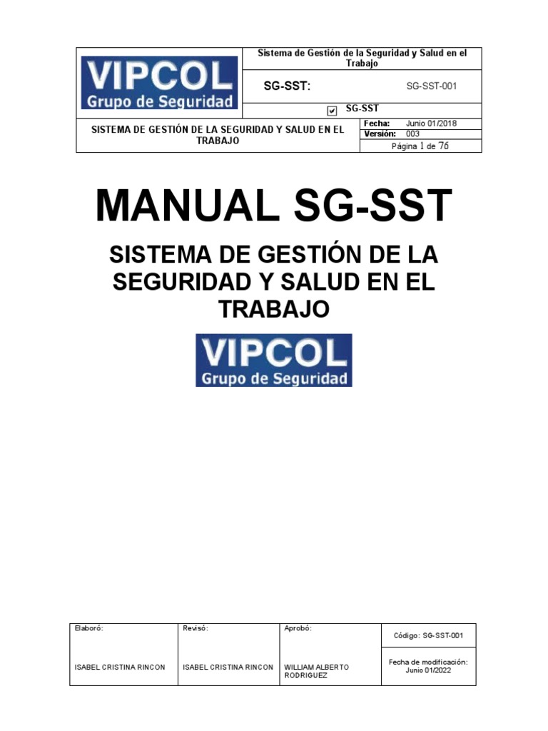 SG-SST-001 MANUAL Sistema de Gestión de La Seguridad y Salud en El Trabajo 2022 | PDF | Valores ...