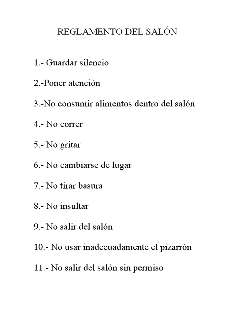 Reglamento Del Salón | PDF