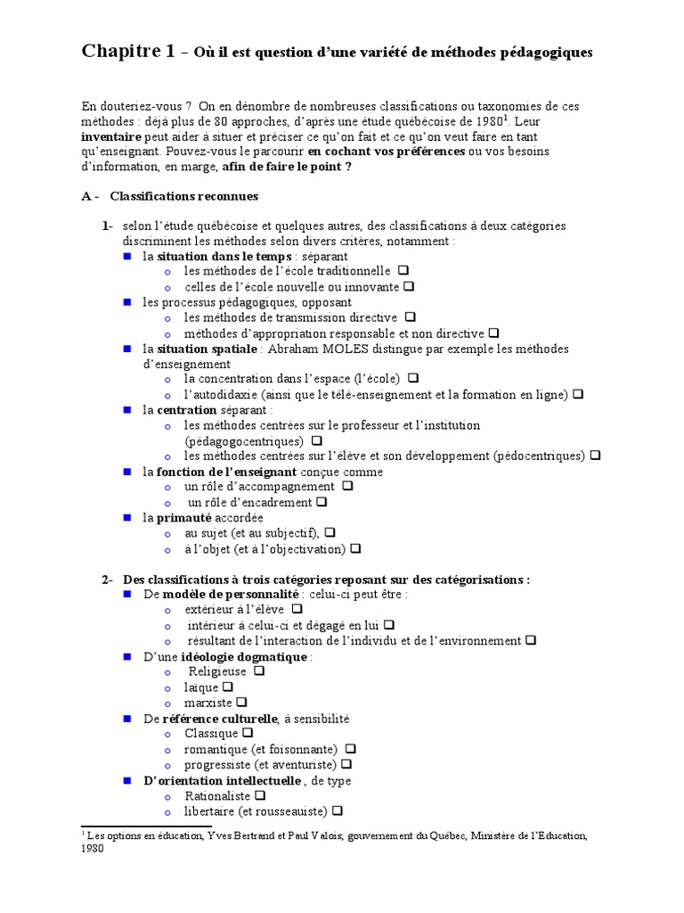 Méthodes Pédagogiques Diversifiées | PDF | Pédagogie | Cognition