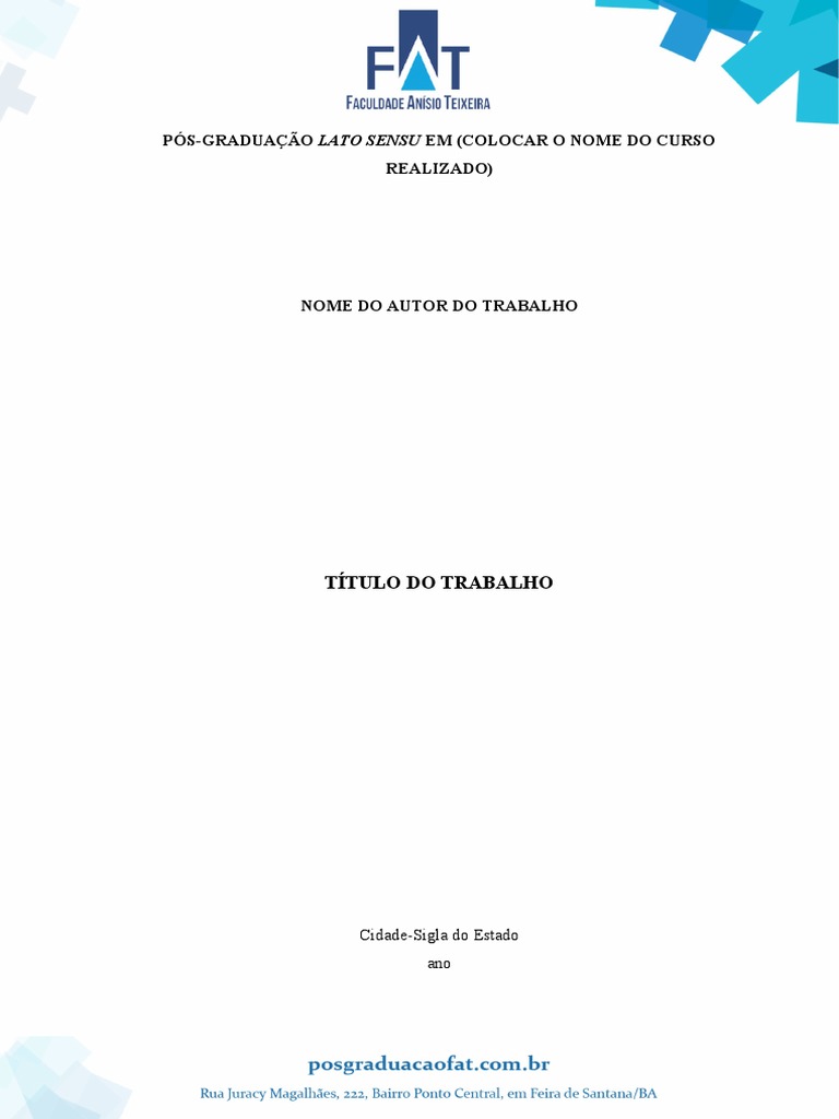 Modelo De Artigo Para Tcc Pdf Abstract Resumo Citação