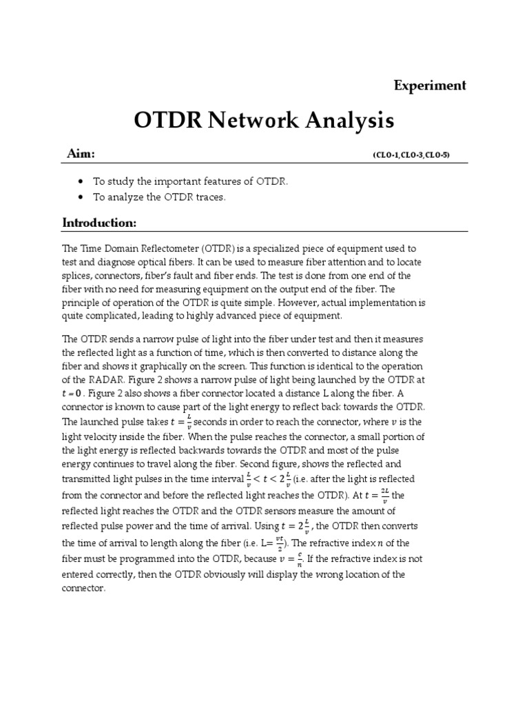 OTDR Network Analysis | PDF | Optical Fiber | Optics