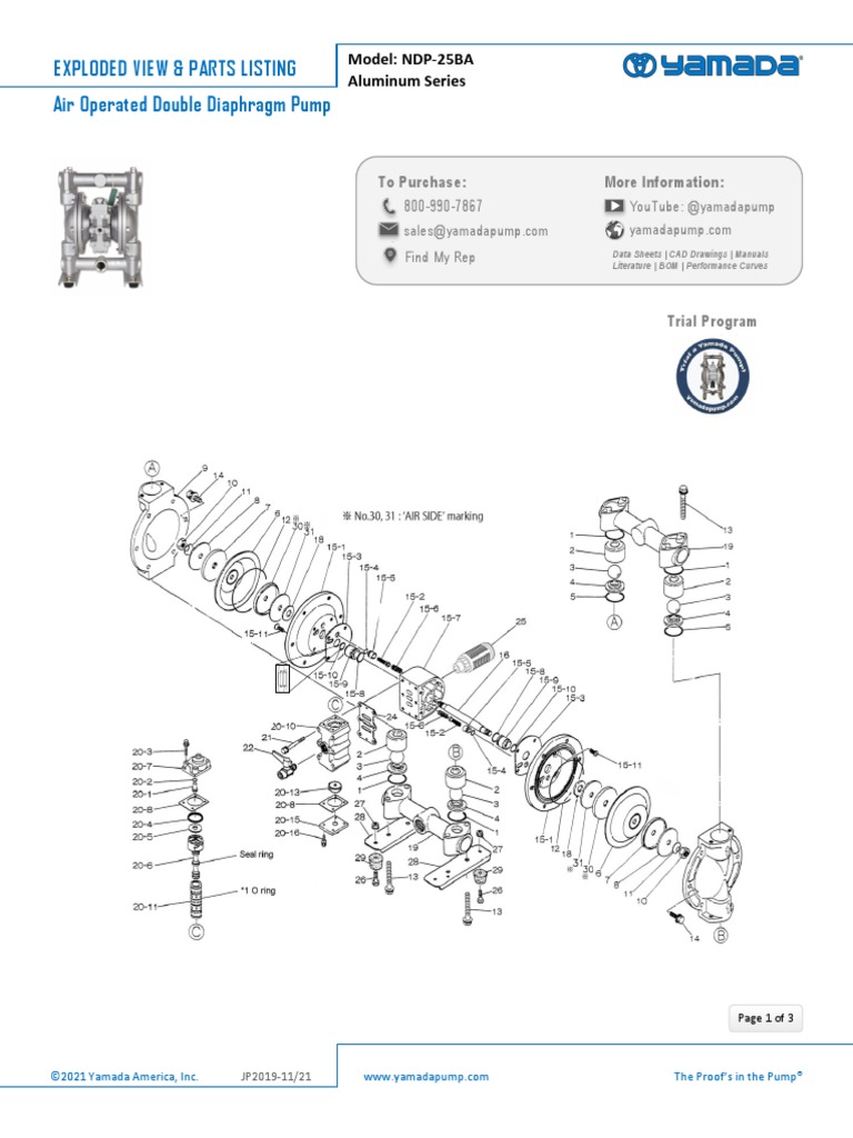 Yamada Ndp-25ba Cehnvs Bill of Material | PDF | Washer (Hardware) | Valve