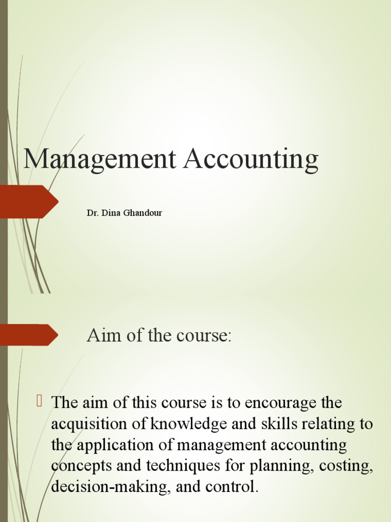Management Accounting Course Overview | PDF