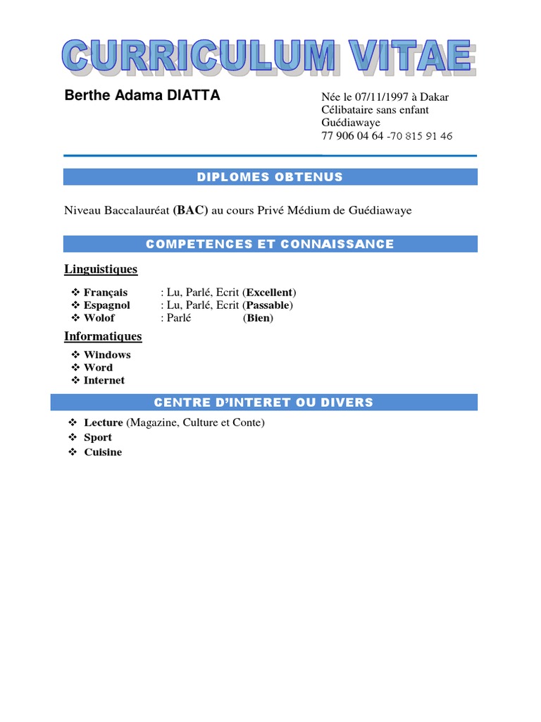 CV d'Adama Diatta | PDF
