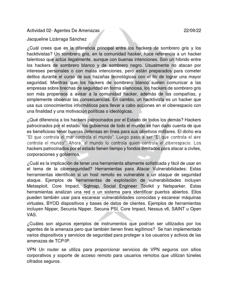 Actividad 02 - LSJ | PDF | Hacker de seguridad | Cortafuegos (informática)