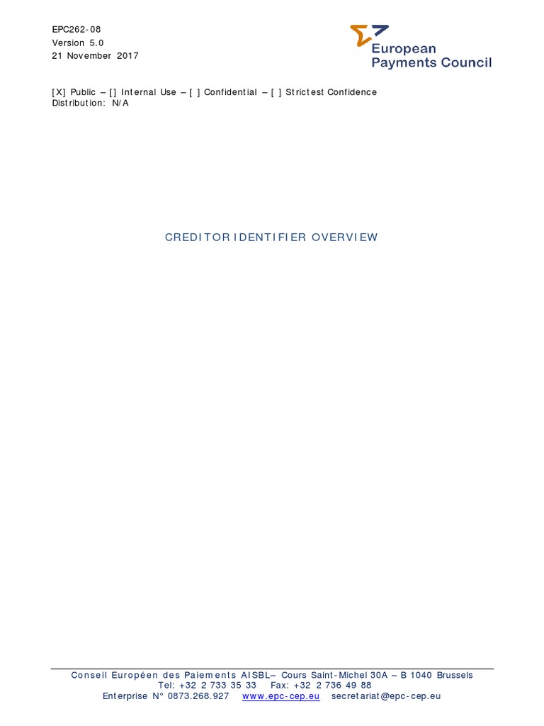 Creditor Identifier Overview for SEPA | PDF | Identifier | Authentication