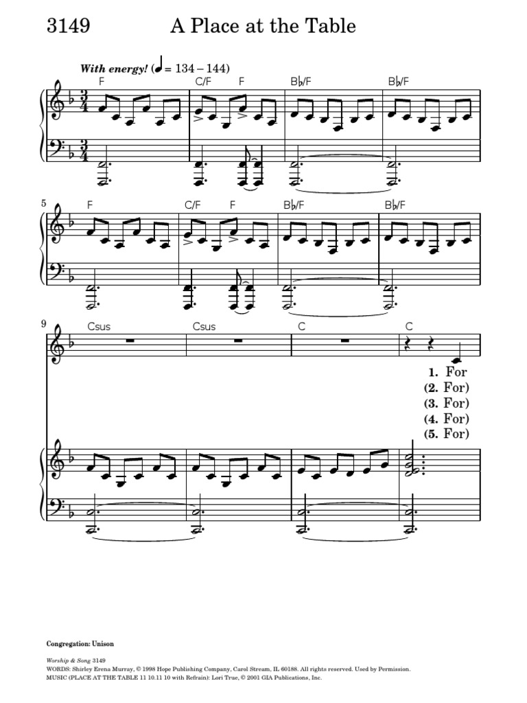 A Place at The Table - NEW Accompaniment | PDF