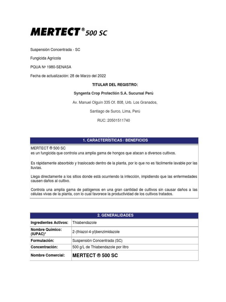 Mertect 500 SC - FT | PDF | Agua | Mango