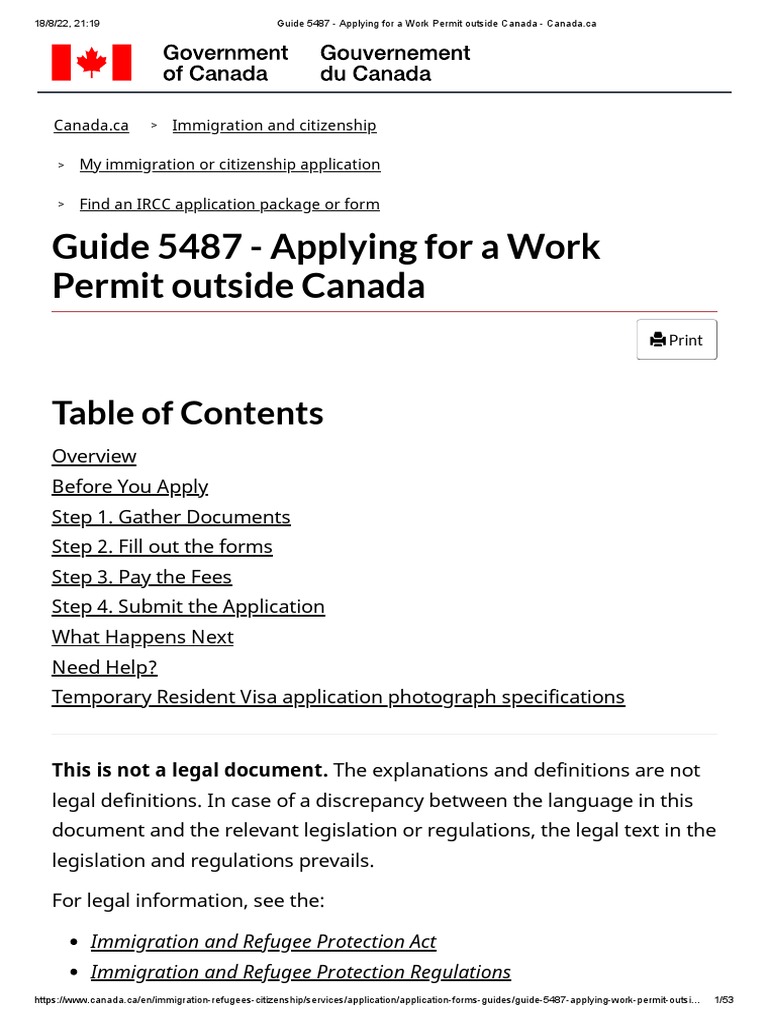 Guide 5487 - Applying For A Work Permit Outside Canada | PDF | Identity ...