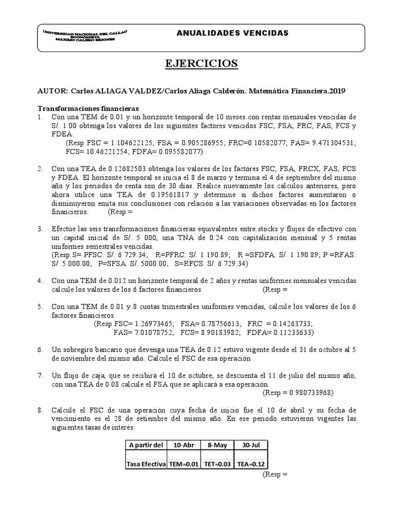 11b. - Ejerc. Anualid - Vencid.Aliaga.2019 | PDF | Crédito | Finanzas y ...