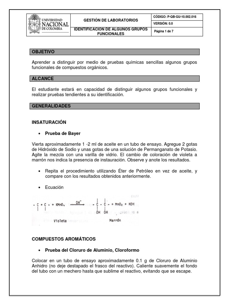 Pruebas Químicas para Grupos Funcionales | PDF | Cloruro | Hidróxido de sodio