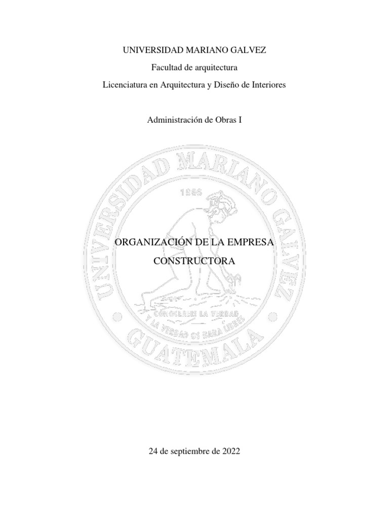 ORGANIZACIÓN DE LA EMPRESA CONSTRUCTORA | PDF | Calidad (comercial) | Gestión de la calidad