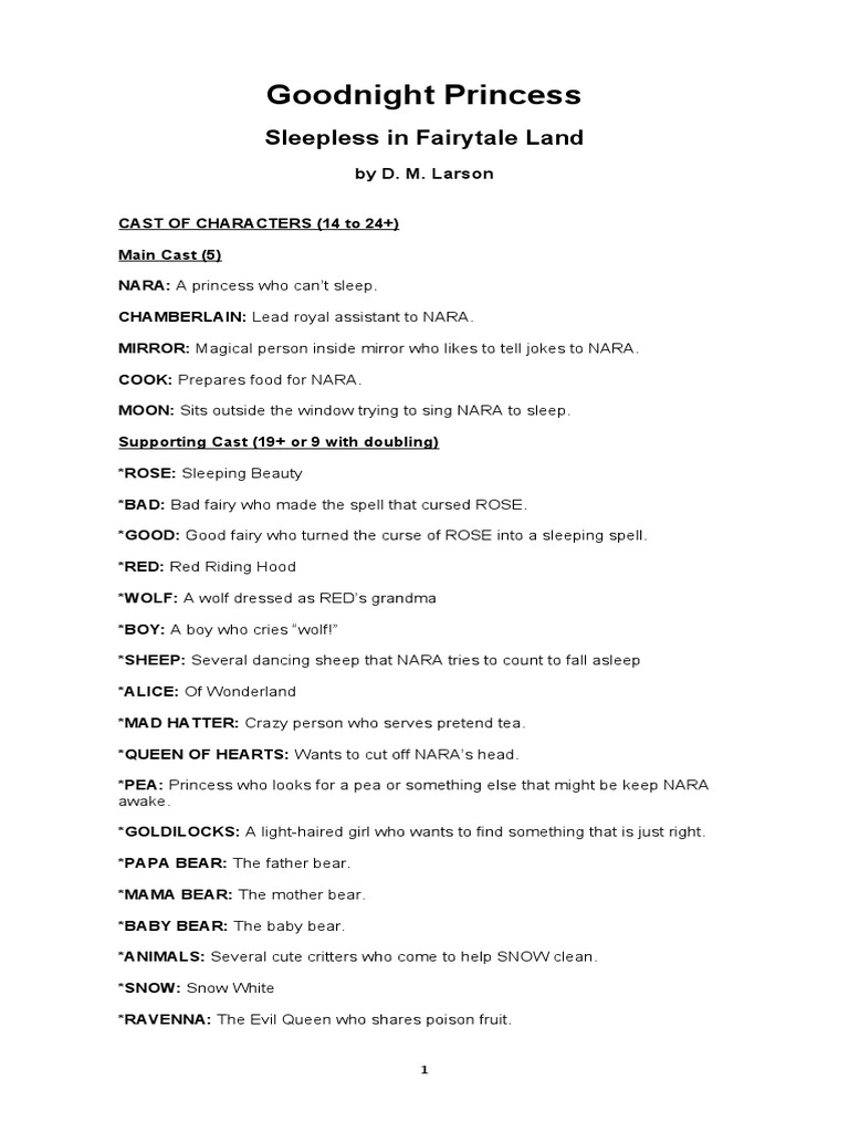 Goodnight Princess Script | PDF | Goldilocks And The Three Bears ...