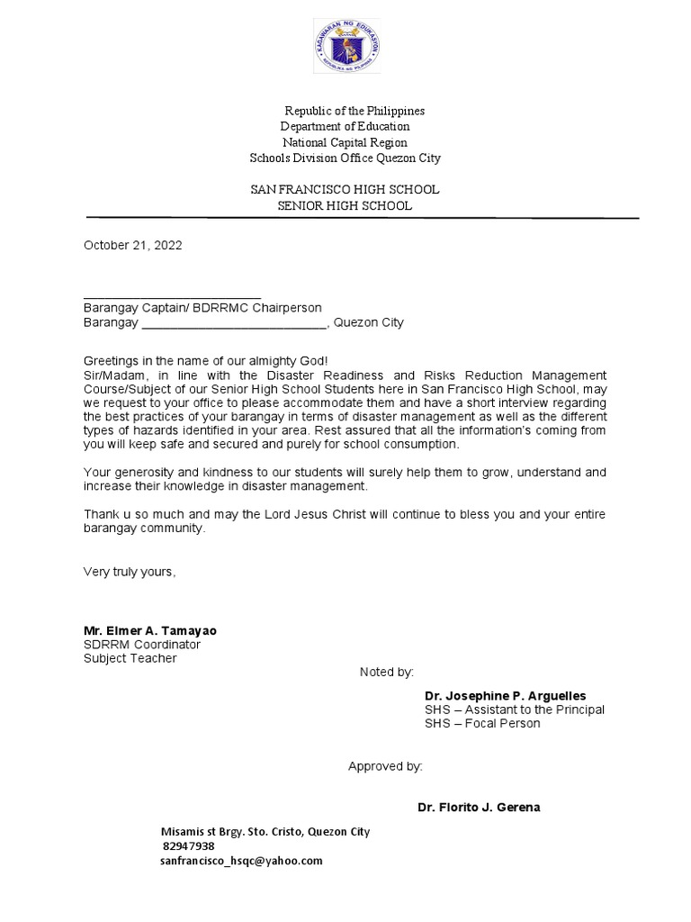 DRRRM Communication Letter | PDF