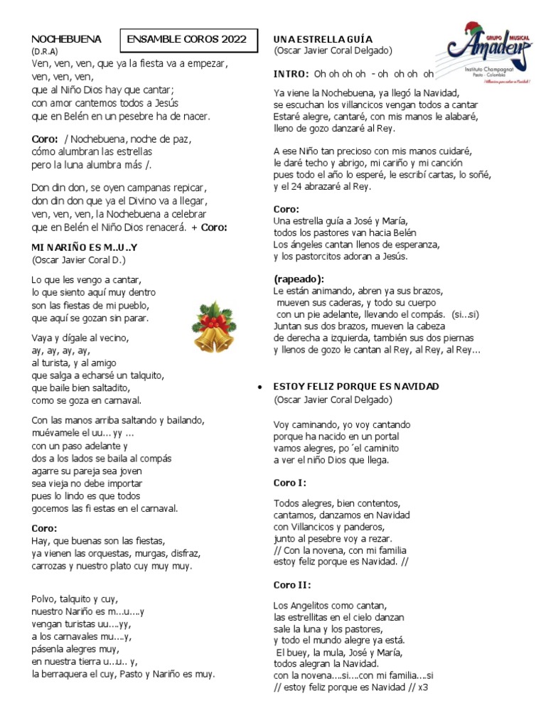 Letras Coros Concierto de Navidad 2022 | PDF | Nochebuena | Carnaval