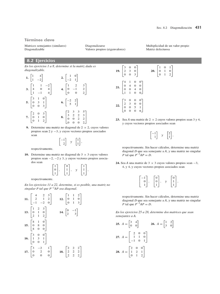 Ejercicios Diagonalización | PDF | Valores propios y vectores propios | Matriz (Matemáticas)