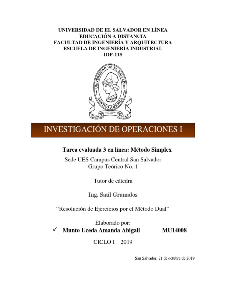 Método Simplex: Ejercicios Resueltos | PDF | Matemáticas Aplicadas | Análisis numérico