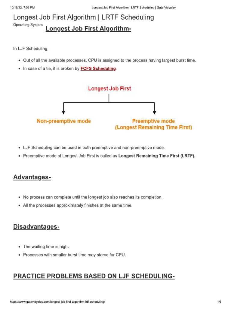 Longest Job First Algorithm | PDF Longest Job First Algorithm | PDF