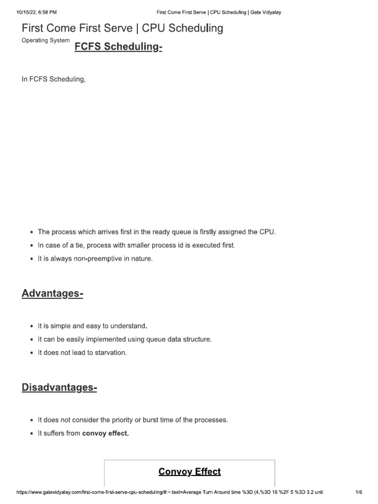 First Come First Serve Scheduling | PDF