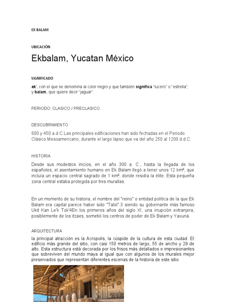 Ek Balam: Historia y Arquitectura | PDF