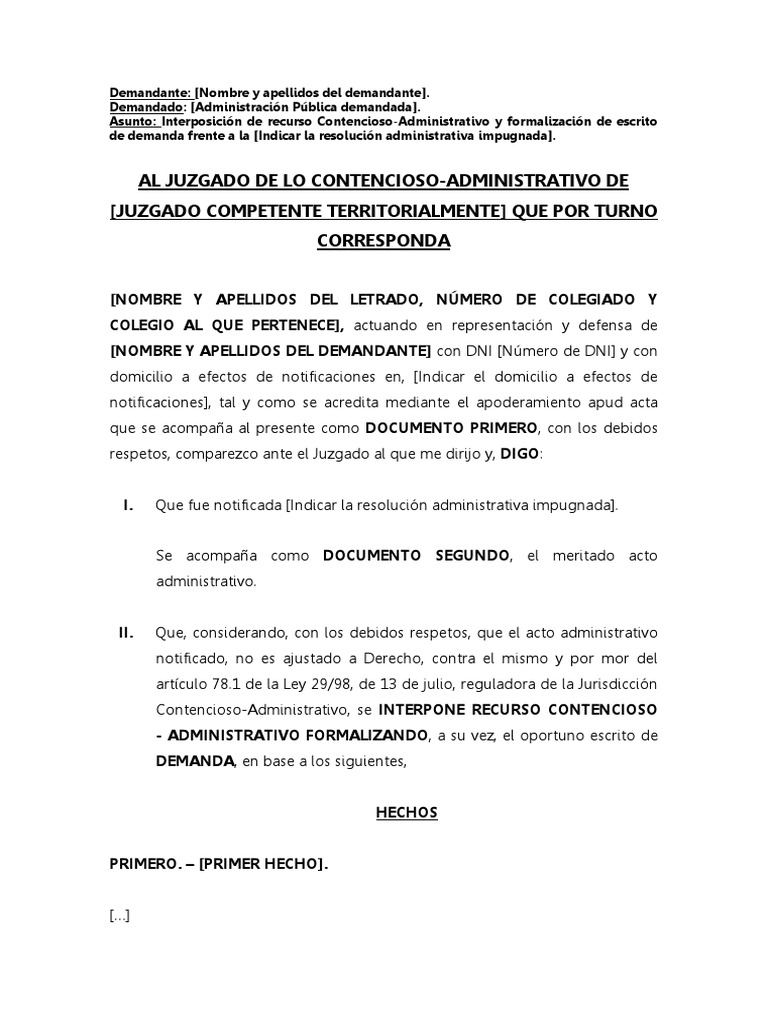 Modelo Procedimiento Abreviado | PDF | Demanda judicial | Jurisdicción
