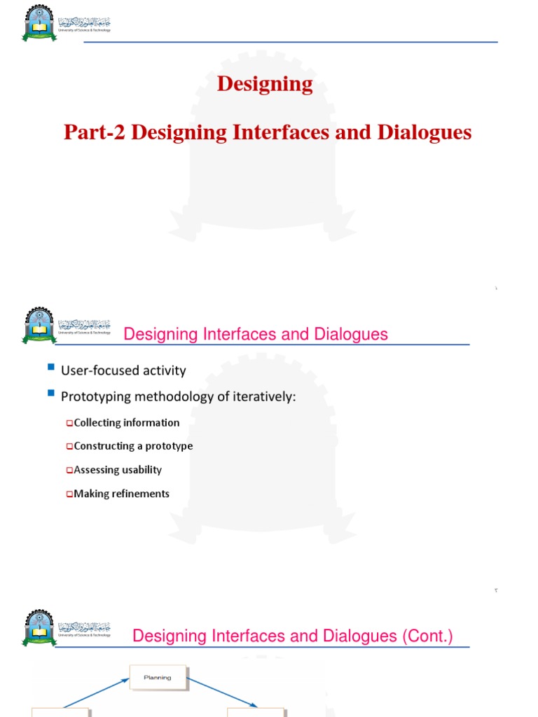 Designing Interfaces and Dialogues | PDF | Menu (Computing) | Graphical ...