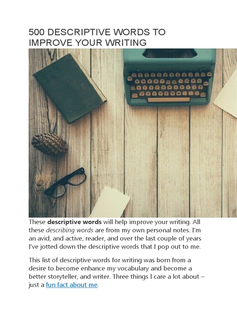 500 Descriptive Words To Improve Your Writing | PDF | Adjective | Taste