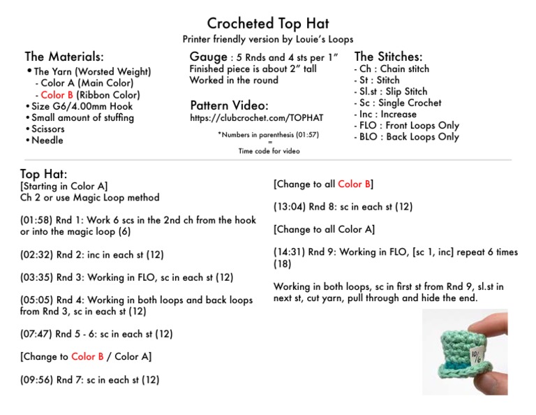 Crocheted Top Hat Pattern | PDF