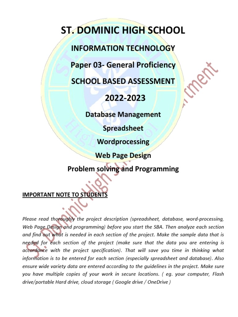 New It Sba Project Description | PDF | Academic Degree | Internet & Web