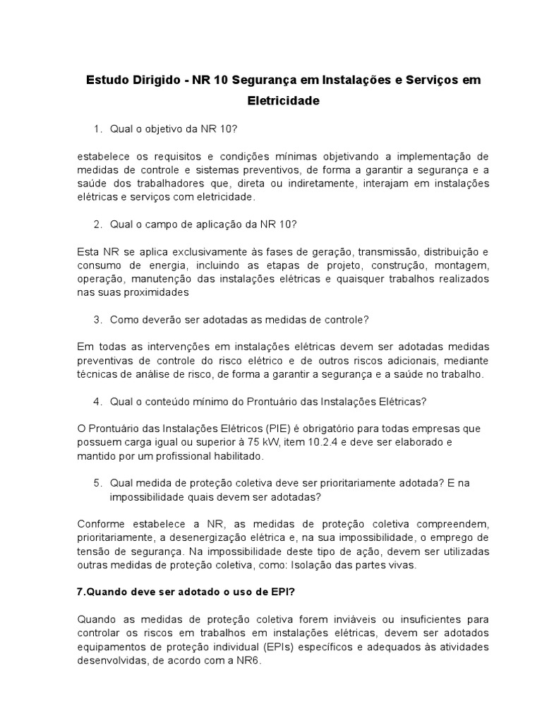 NR 10: Segurança em Instalações Elétricas | PDF | Eletricidade | Fiação ...