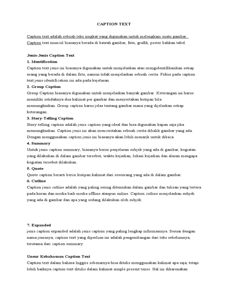 Materi Ajar Caption | PDF