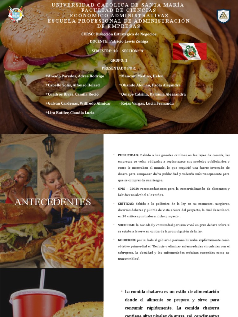 Caso Comida Chatarra - Grupo 1 | PDF | Comida chatarra | Alimentos