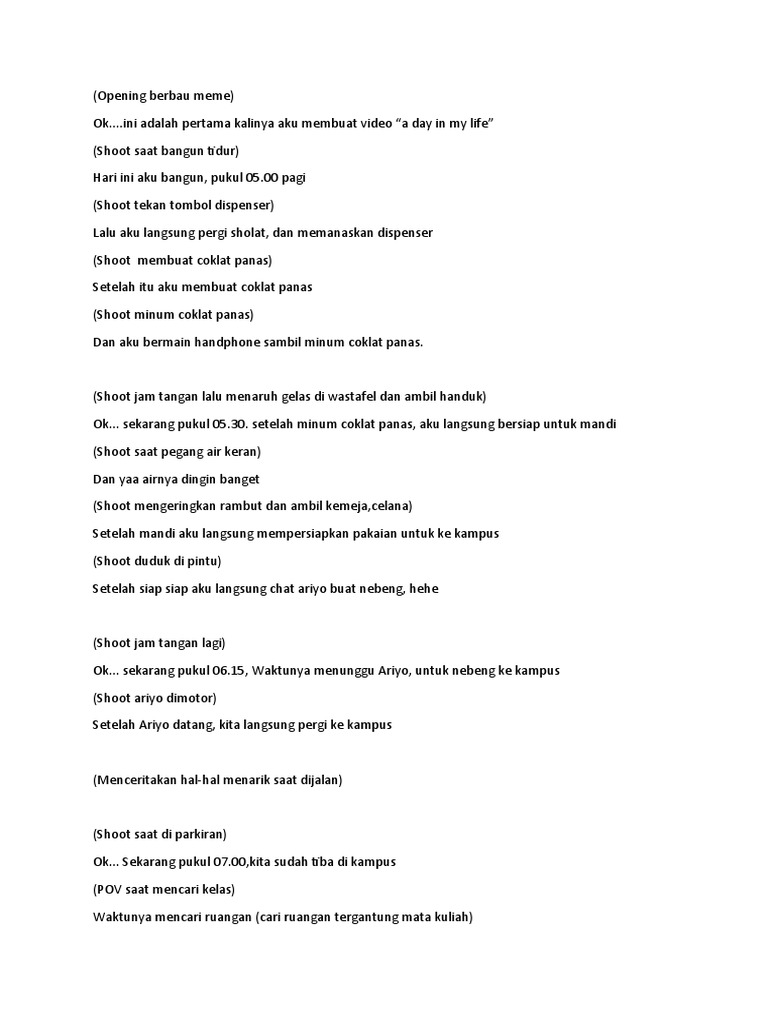 Script A Day in My Life | PDF