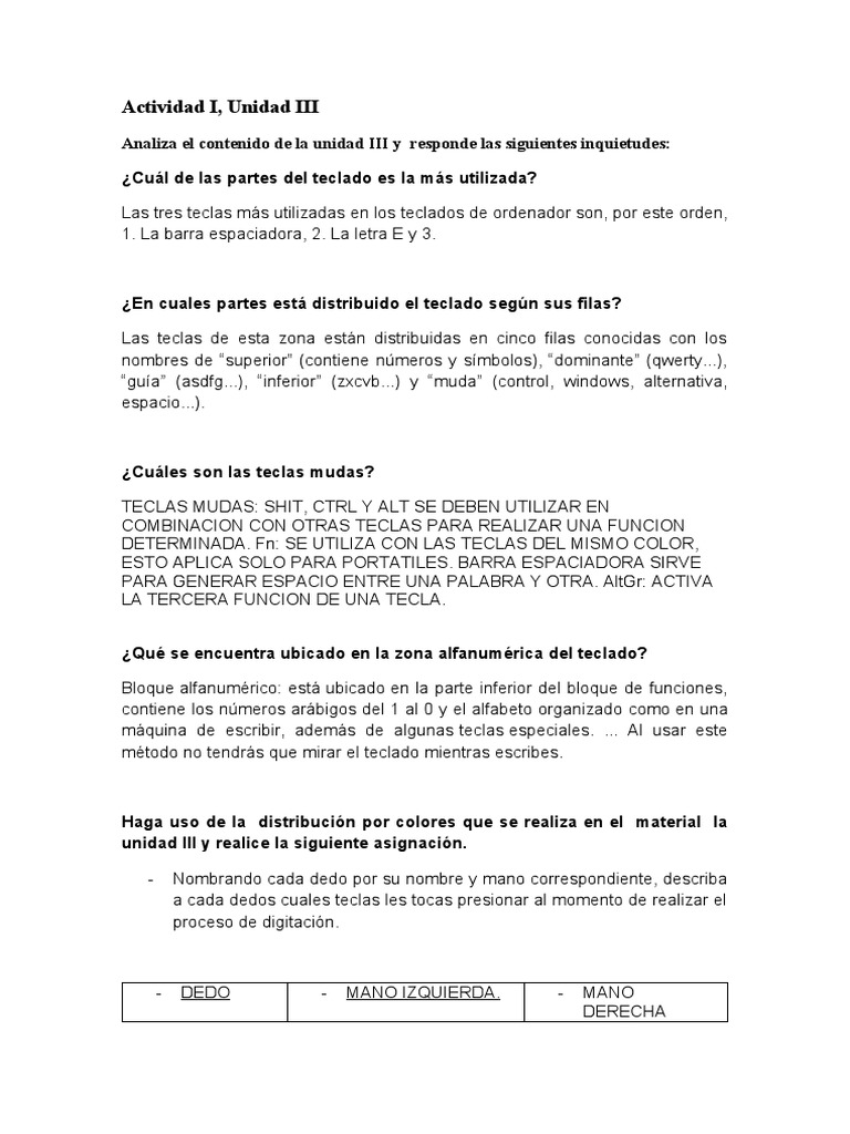 EJERCICIO 1 Del Modulo 4 | PDF | Teclado | Mano