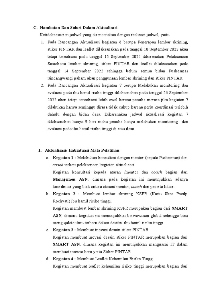 Hambatan Dan Solusi Dalam Aktualisasi | PDF