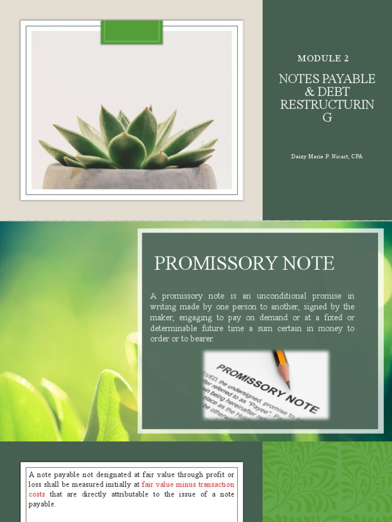 NOTES PAYABLE & DEBT RESTRUCTURING | PDF | Bonds (Finance) | Promissory ...