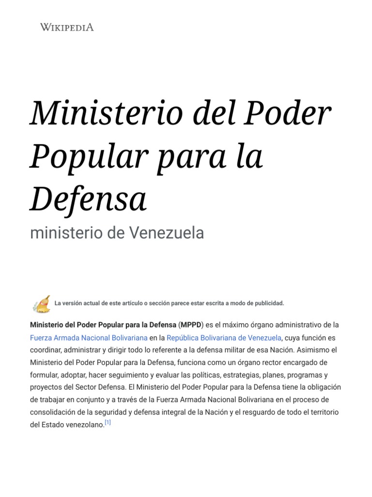Ministerio Del Poder Popular para La Defensa - Wikipedia, La ... Ministerio Del Poder Popular para La Defensa - Wikipedia, La ...