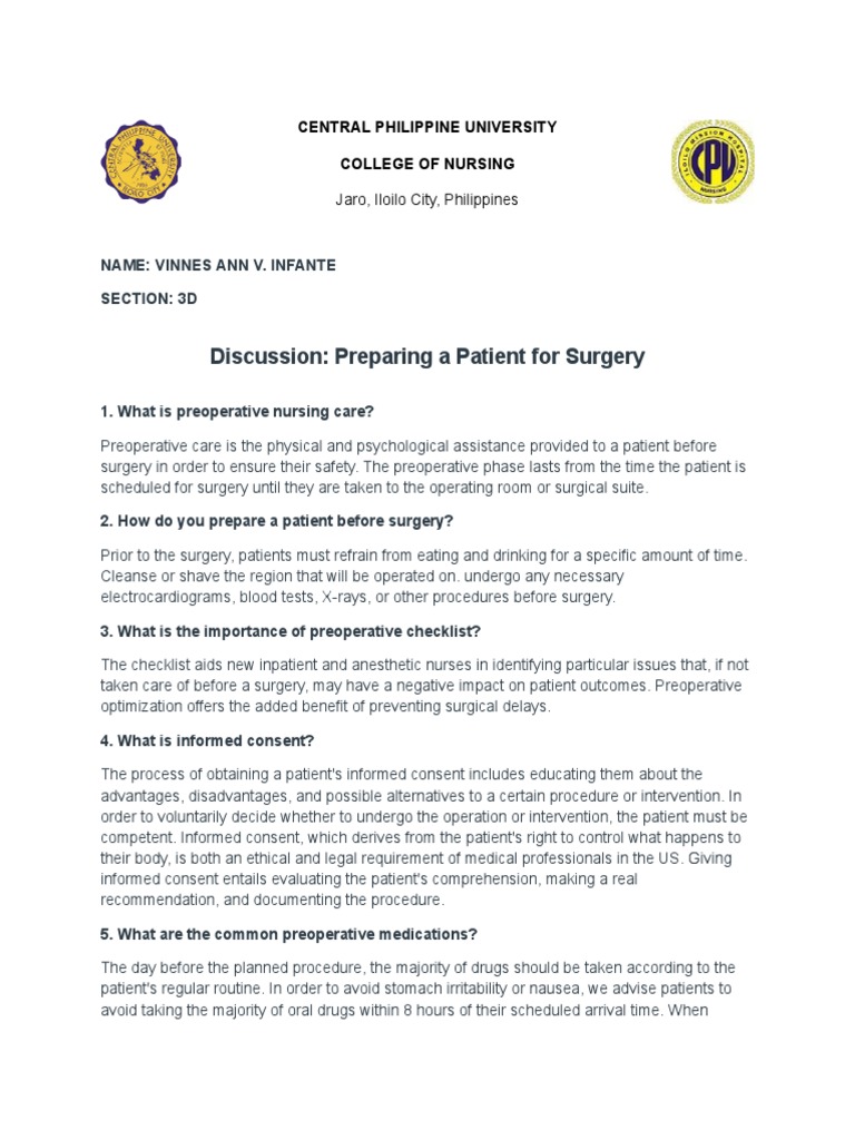 Preparing A Patient For Surgery | PDF | Surgery | Anesthesia