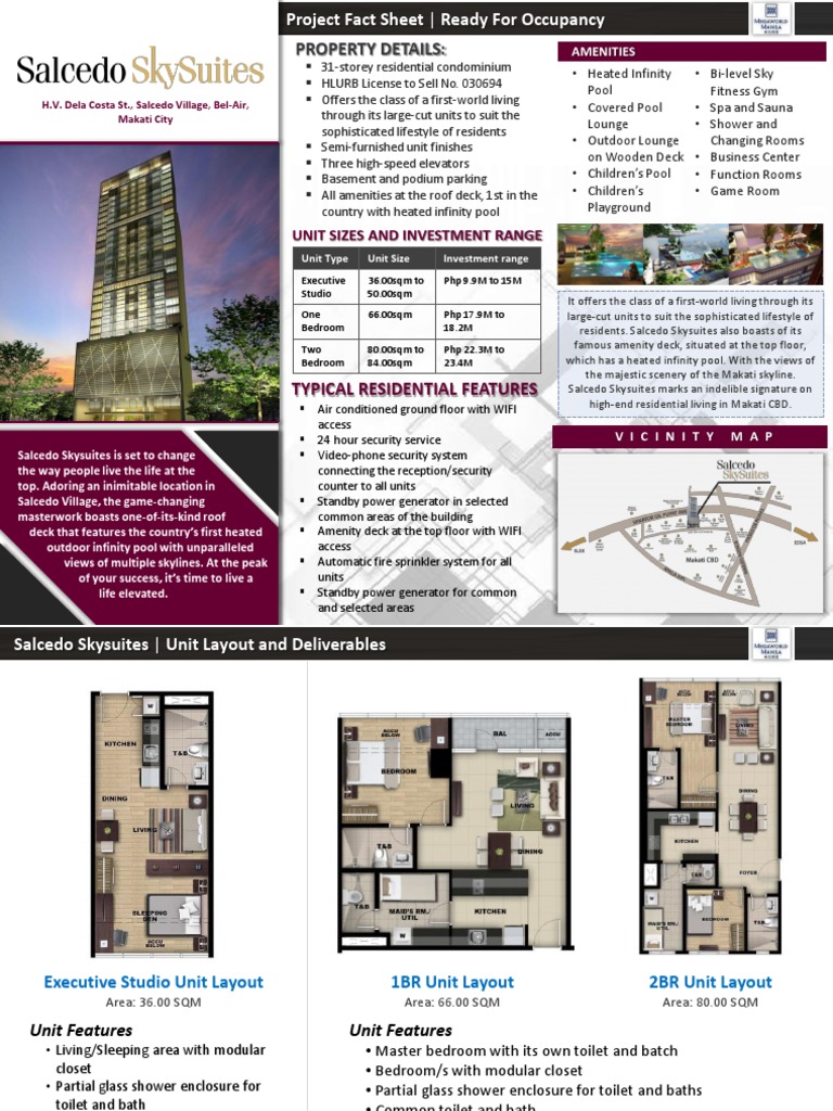 Salcedo Skysuites - Fact Sheet 2021 | PDF | Home | Manufactured Goods
